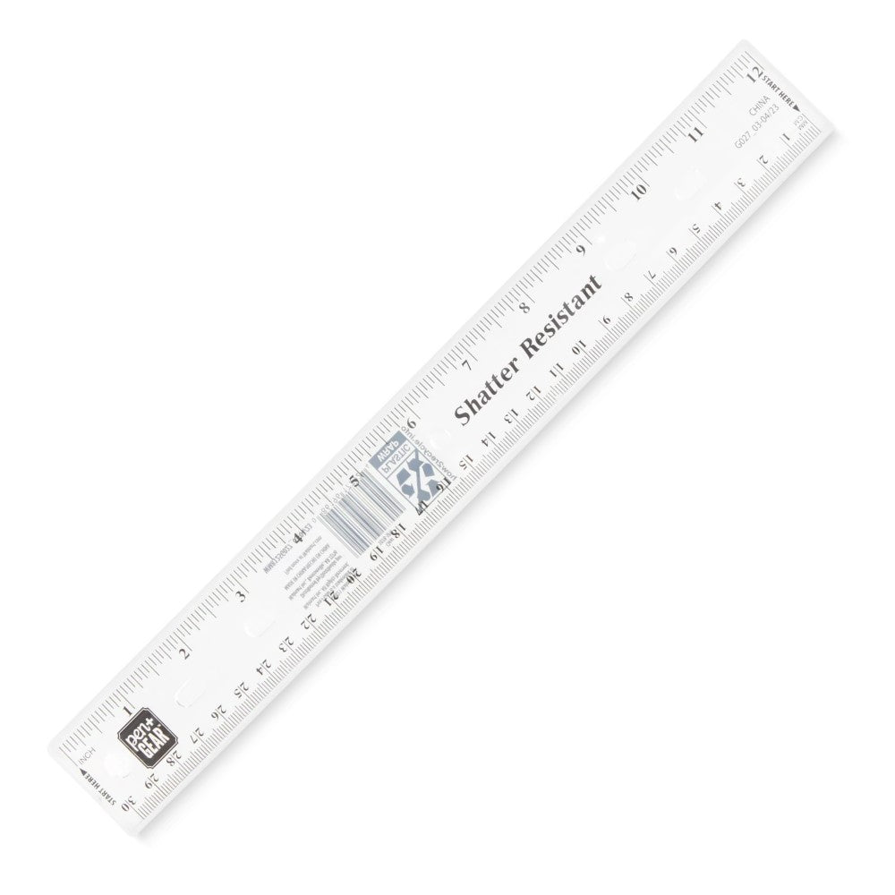 Regla Flexible Pen + Gear Color Transparente 30 cm con Perforaciones p